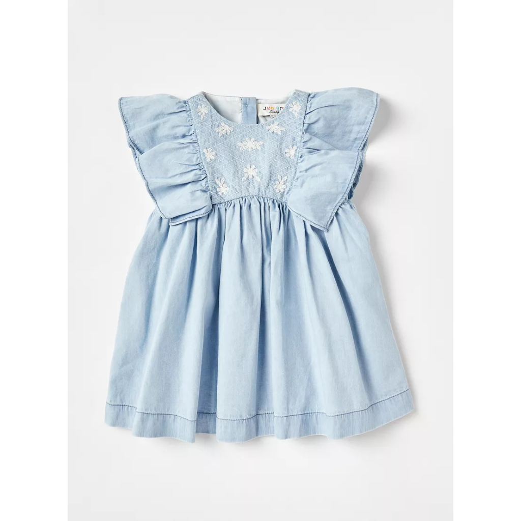 Jual Juniors Floral Embroidered A-line Dress with Flutter Sleeves and ...