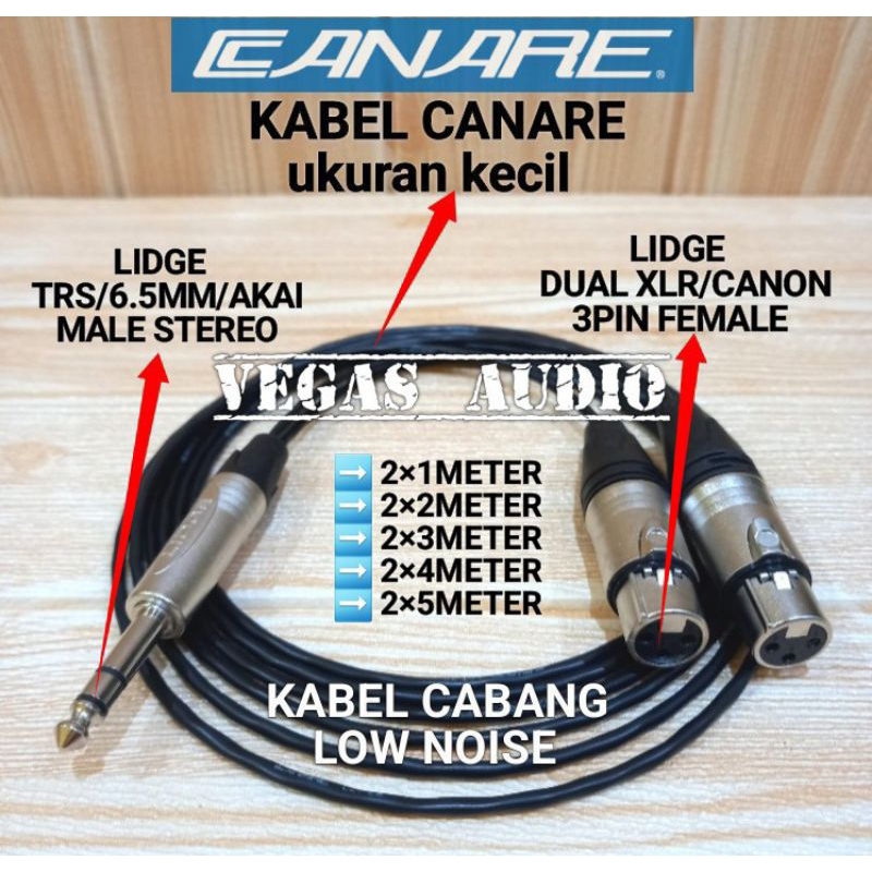Jual KABEL AUDIO CABANG CANARE KECIL JACK 6.5MM MALE STEREO TO DUAL ...