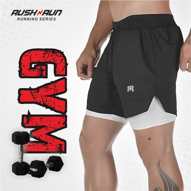 Jual Celana Pendek Olahraga Pria 2 in 1 Clana Training Gym Fitness ...