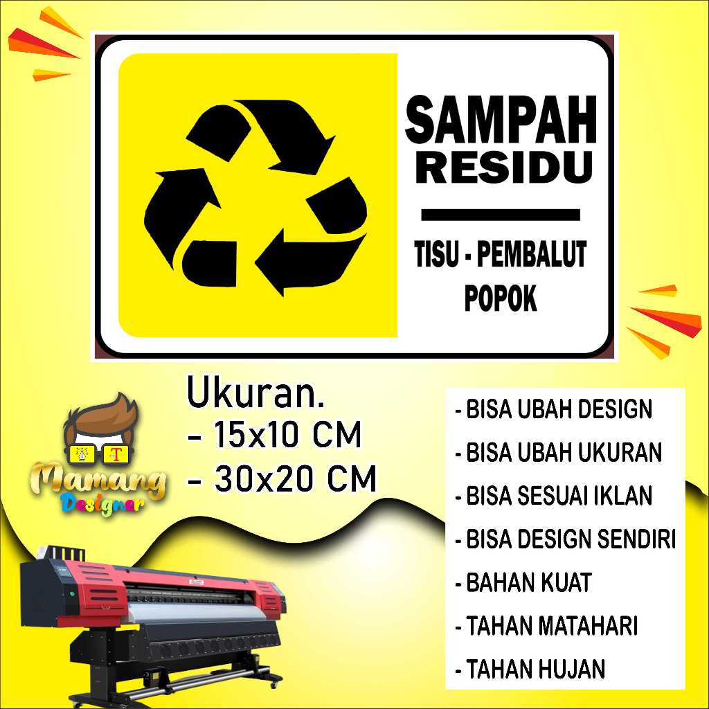 Jual Sticker Tempelan Sampah Residu Bahan Bagus Kuning | Shopee Indonesia