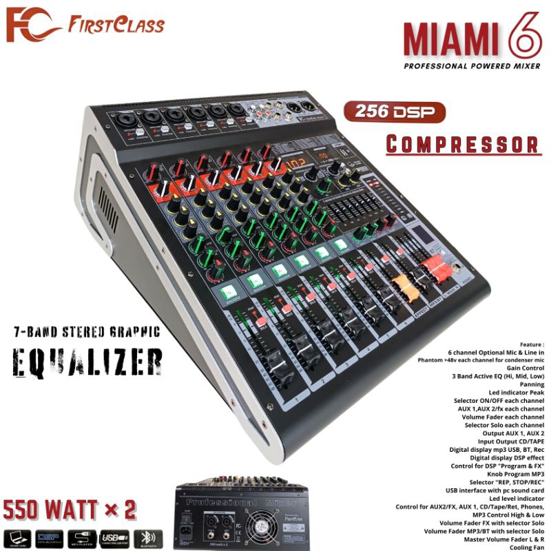 Jual PROFESSIONAL POWER MIXER 6 CHANNEL WITH COMPRESSOR FIRSTCLASS ...