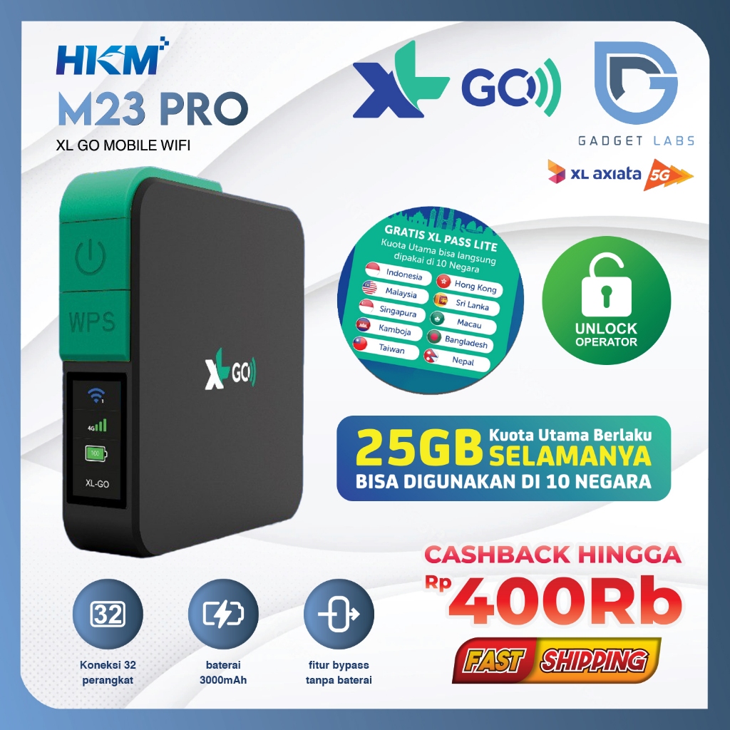 Jual HKM M23 PRO Modem Mifi Wifi XL GO IZI 4G Portable Bypass & Unlock ...