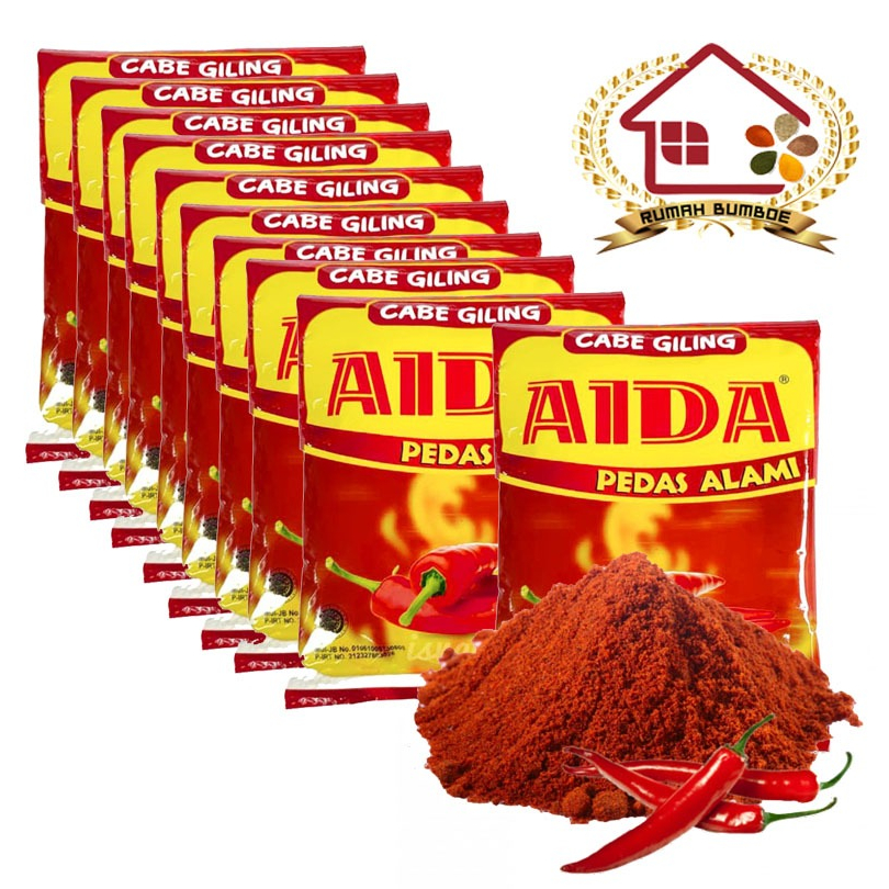 Jual (10pcs x 25gr/ 1 renteng) AIDA Cabe Bubuk Bumbu Tabur Pedas Bumbu ...