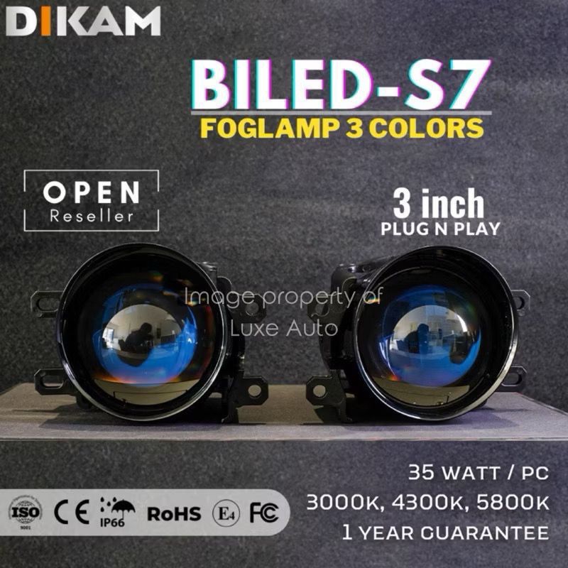 Jual Lampu BILED Mobil DIKAM S7 Foglamp 3 inch PNP 1 Warna & 3 Warna ...