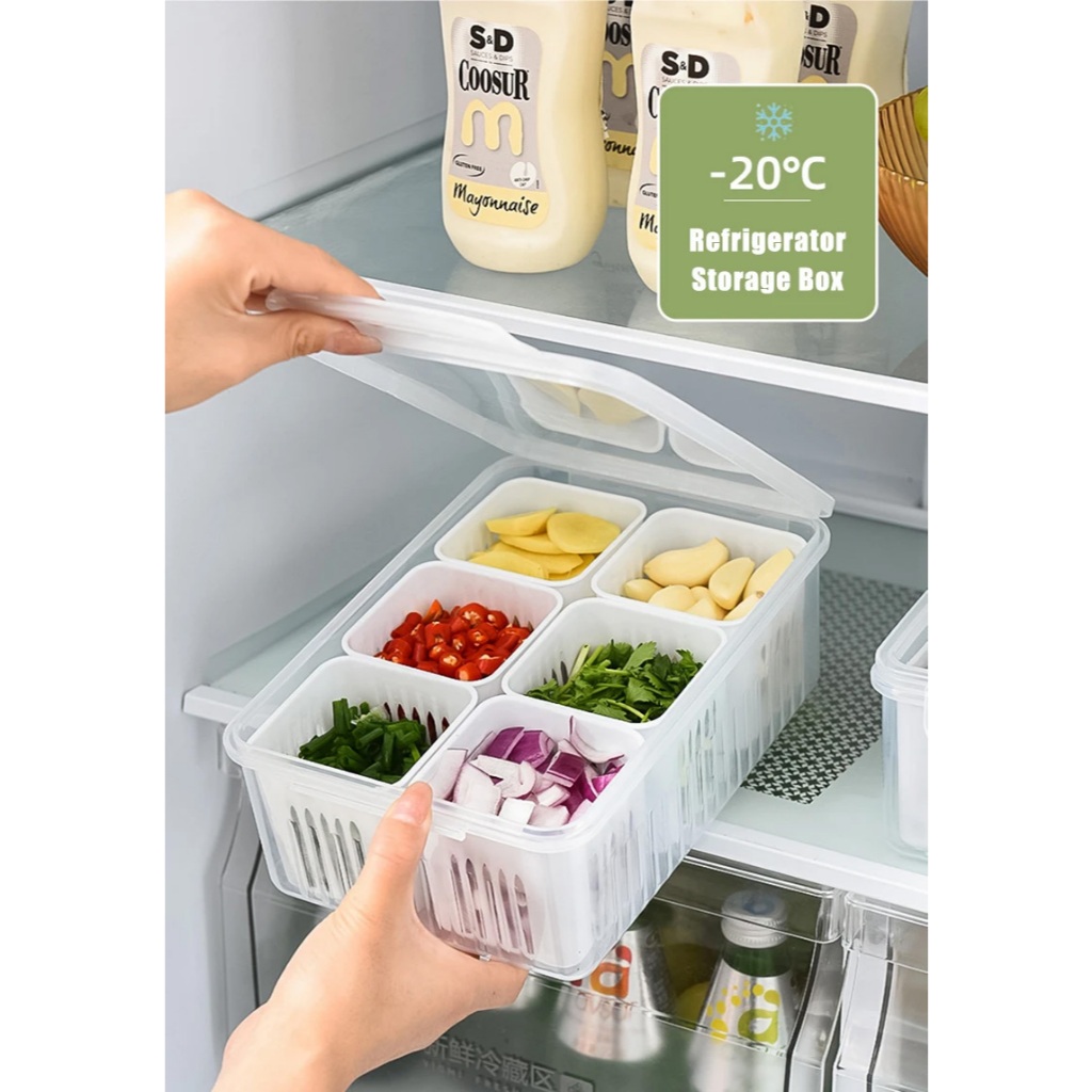 Jual Box kulkas 6 sekat / Strongwell Kotak Kontainer Makanan Kulkas 6 ...