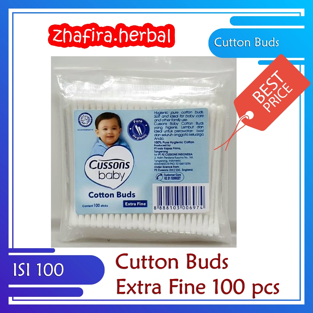 Jual Cutton Buds isi 100 Pcs Extra Fine - Korek Kuping Cusson Isi 100 ...