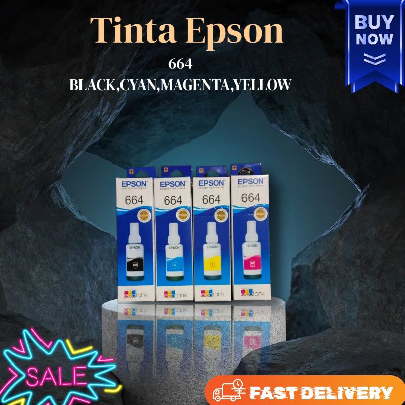 Jual TINTA EPSON 664 ORIGINAL 1 SET L110/L120/L210/L220/L310/L360/L1300 | Shopee Indonesia