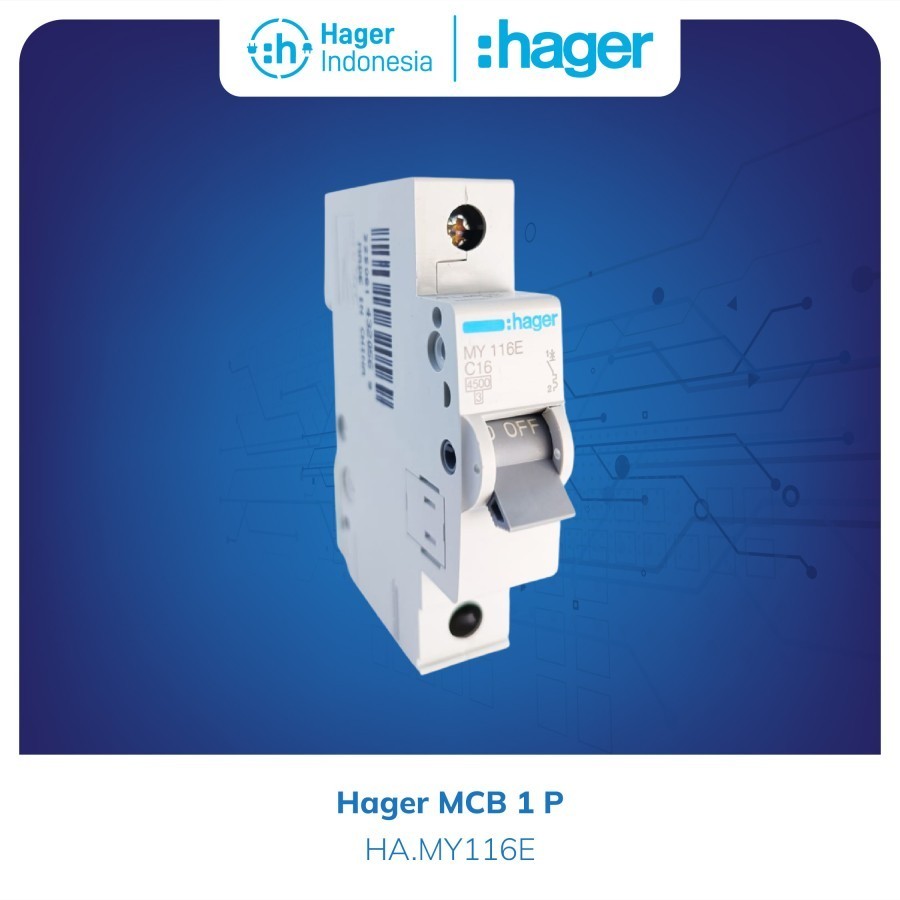 Jual MCB HAGER 1 PHASE 16A 16 AMPERE 4.5kA | Shopee Indonesia