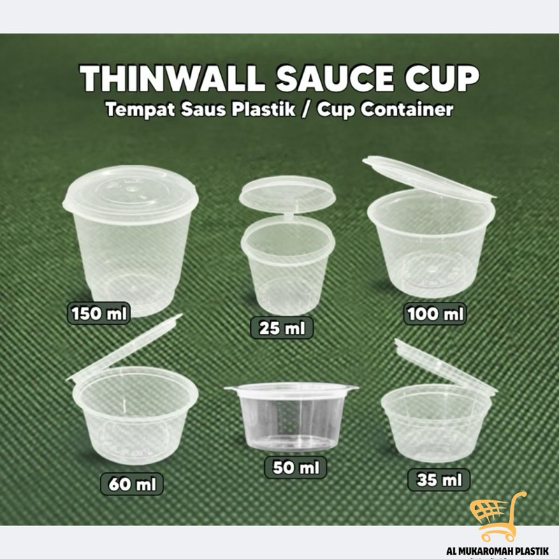 Jual (ISI 50) THINWALL SAOS CUP/PUDING CUP/ CUP SAMBAL 25ml 35ml 60ml 85ml 100ml 150ml | Shopee ...