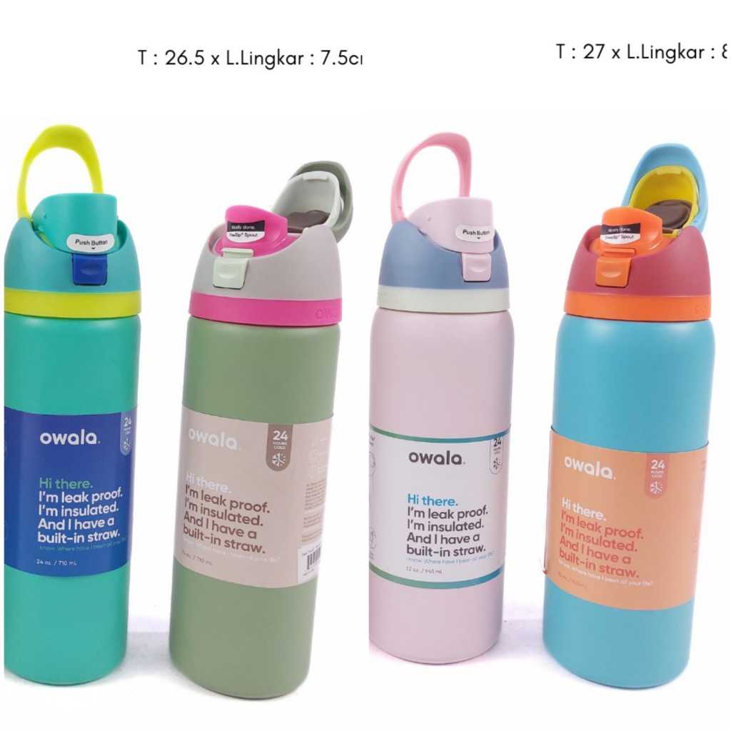 Jual OWALA Bottle Tumbler 24oz 32oz Stainless Insulated Bottle push ...