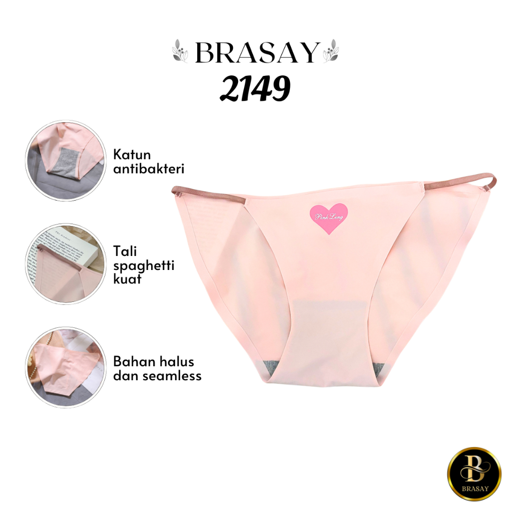 Jual Brasay Celana Dalam Fashion Wanita Tali Satu Motif Pita Love CD Seamless Wanita Antibakteri ...