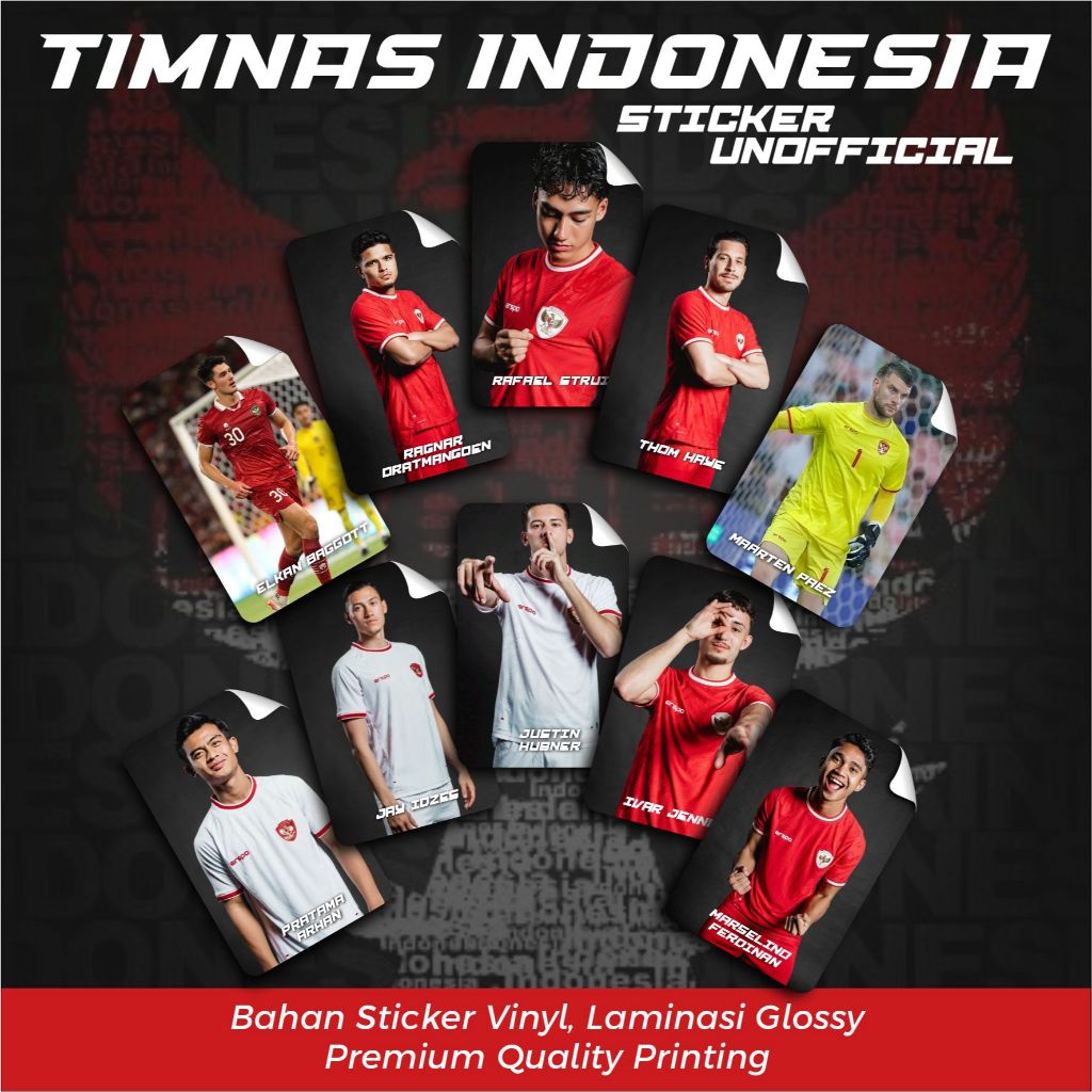 Jual STICKER 25 PCS TIMNAS INDONESIA SENIOR EDISI 2024 VINYL PREMIUM ...