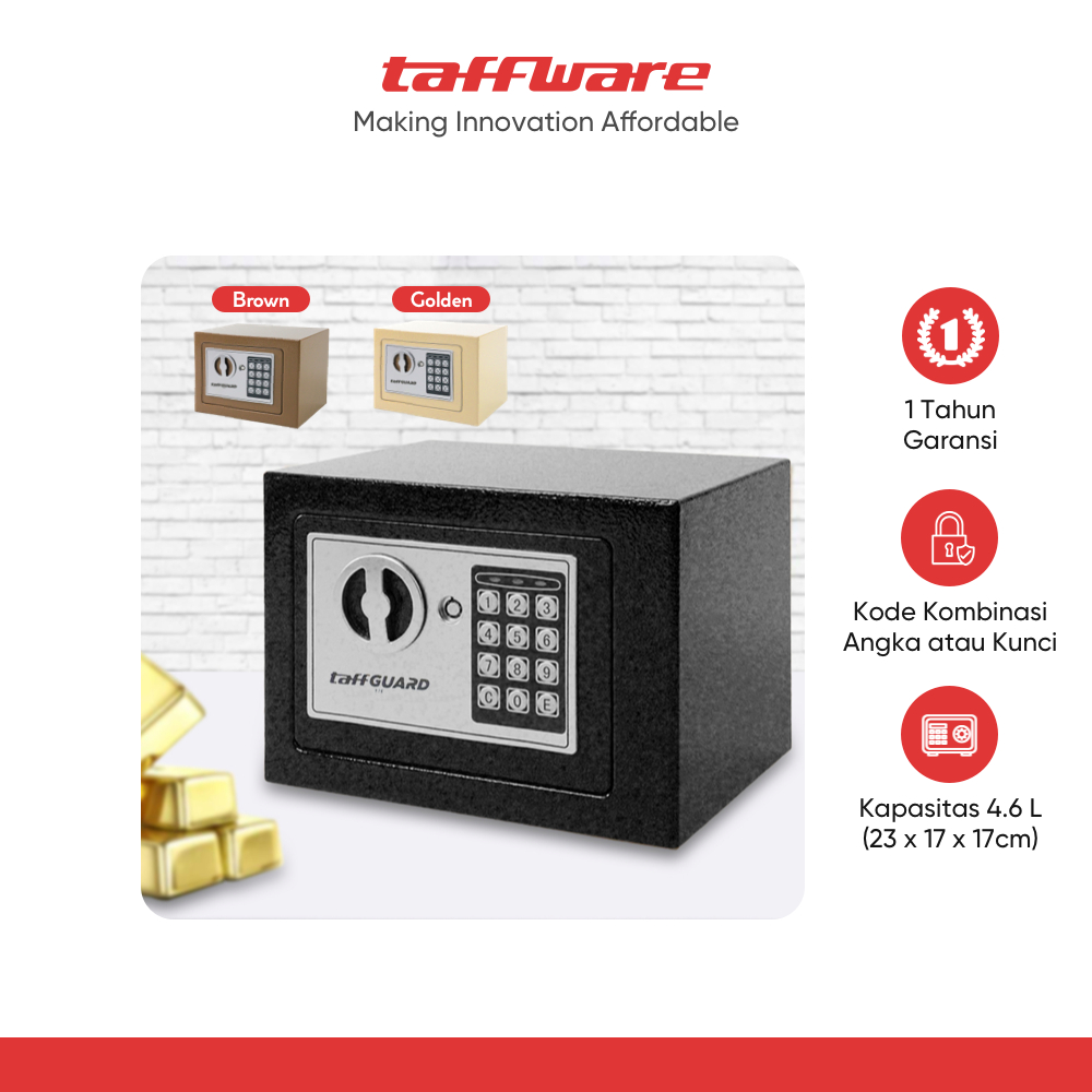 Jual Taffware Brankas Mini Electric Password Safe Deposit Box 4.6L ...