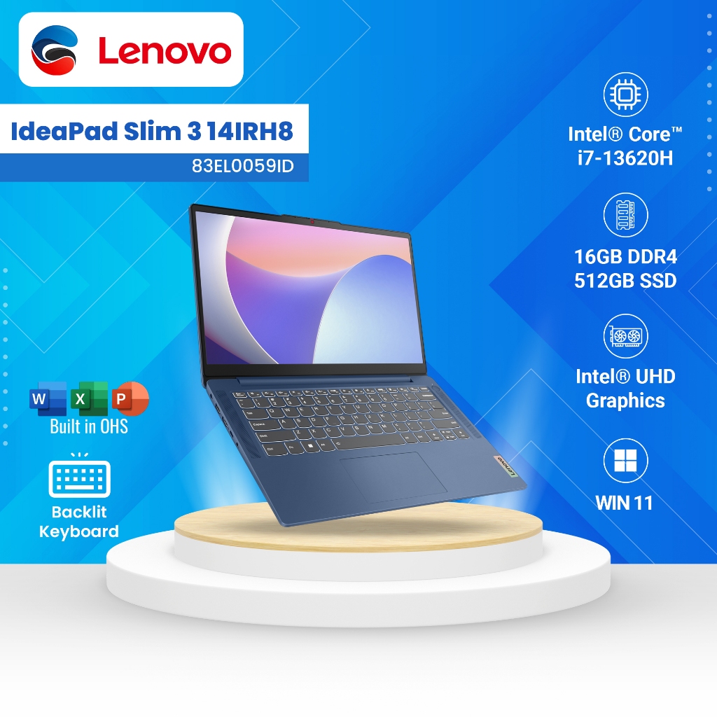 Jual LENOVO Laptop IdeaPad Slim 3 14IRH8 Intel Core I7 13620H 16GB 512GB 14" FHD W11 Abyss Blue ...
