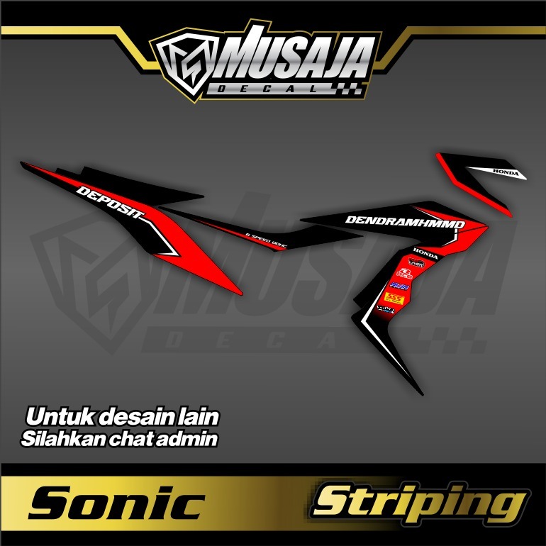 Jual stiker striping sonic htam merah putih transparan uv glossy non ...