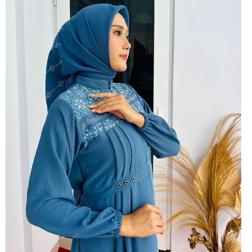 Jual HWF - Gamis Tsabina Set Hijab Swarovsky. Gamis Mute. | Shopee Indonesia