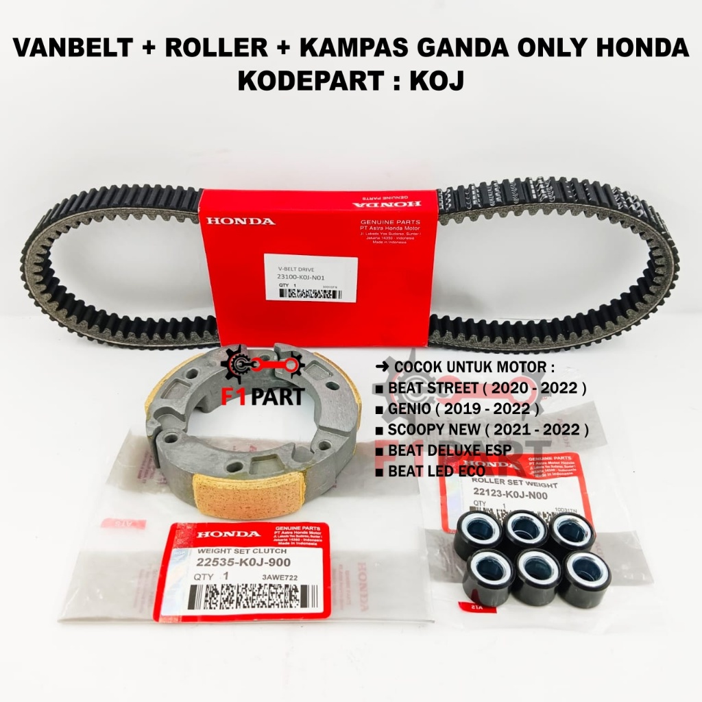 Jual Vanbelt + Roller + Kampas Ganda Only KOJ Honda Beat Deluxe Beat Led Eco Genio Scoopy New ...
