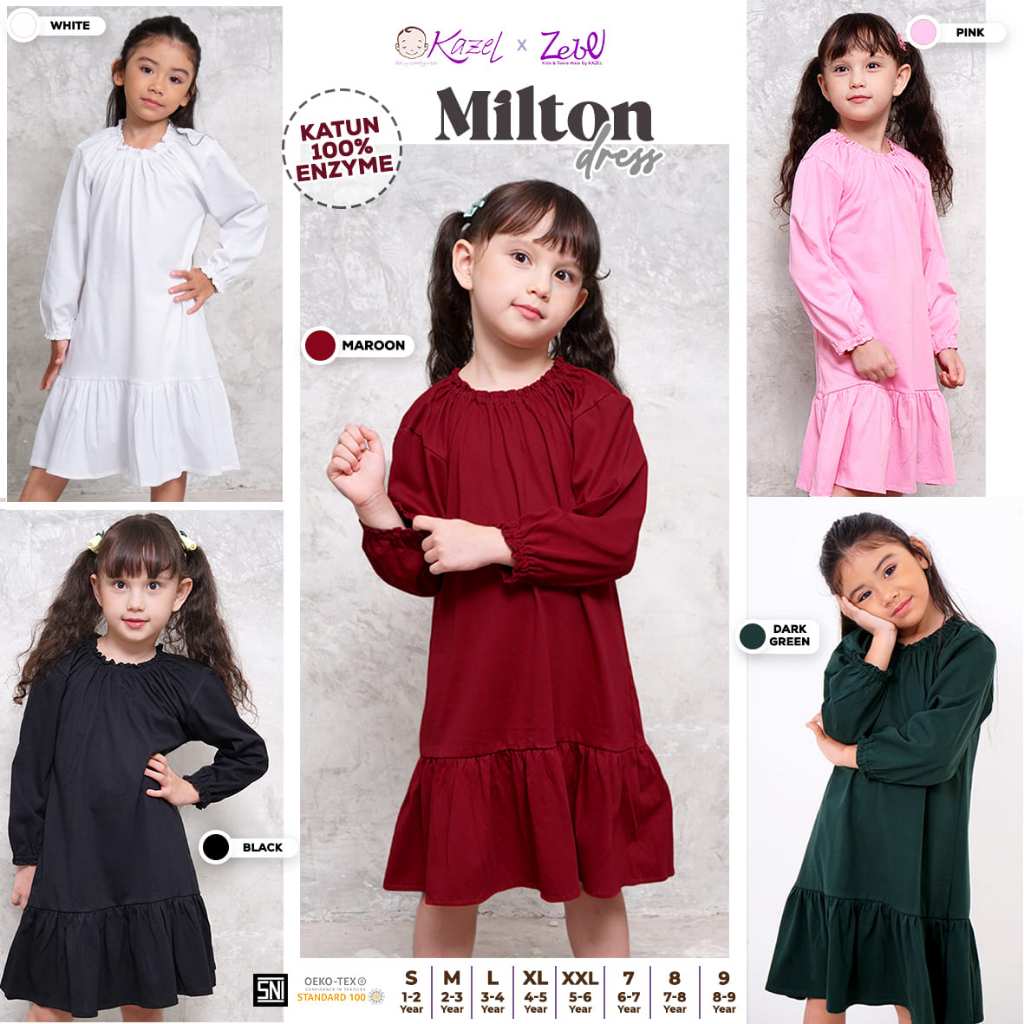 Jual KAZEL Zebe Milton Dress Anak Perempuan (1Pcs) 1-9 Tahun | Shopee Indonesia