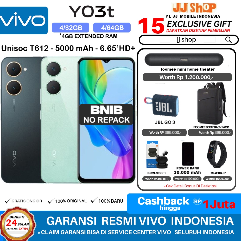 Jual VIVO Y03T 4/64 4/32 GB RAM 4GB ROM 64GB 32GB GARANSI RESMI ...