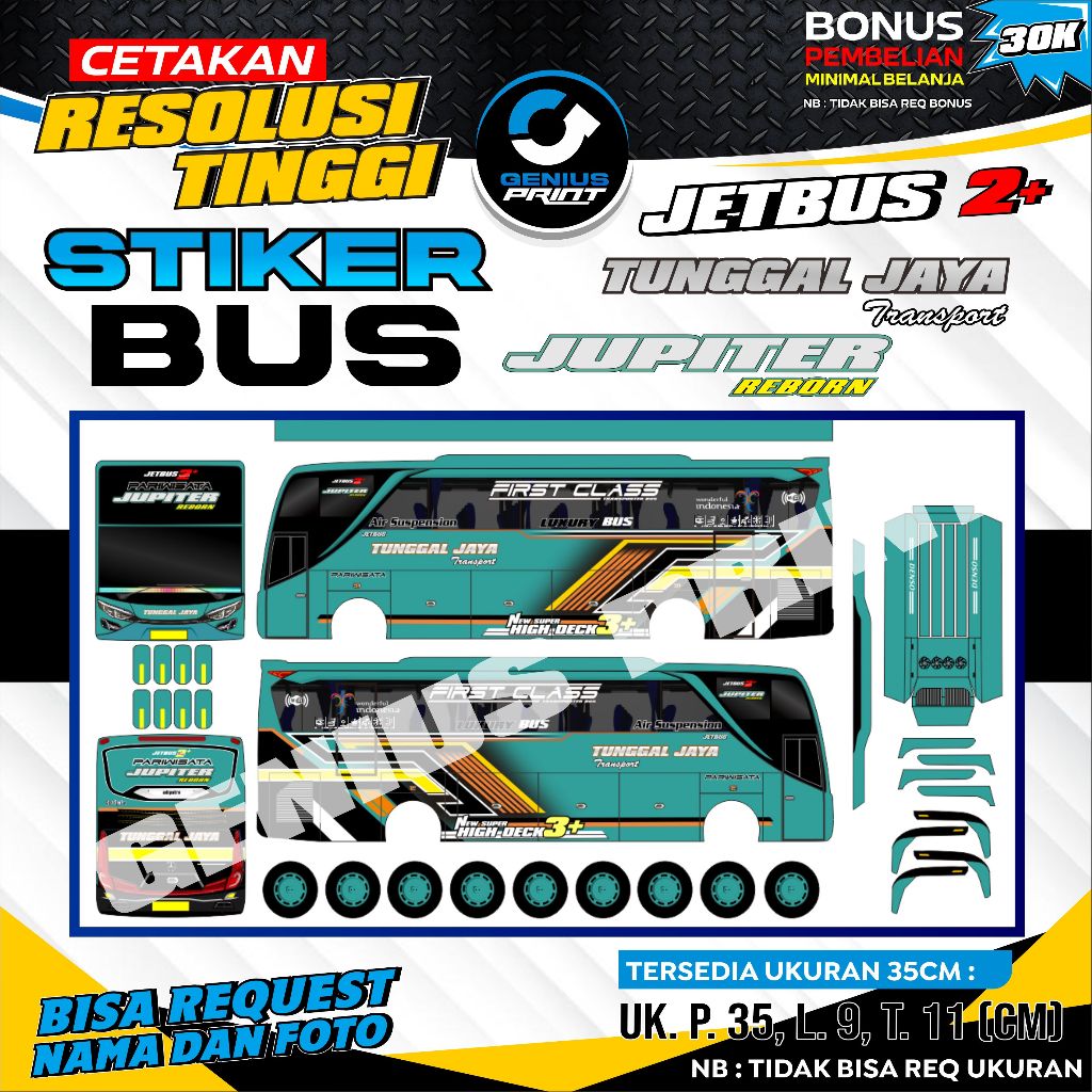 Jual STIKER MINIATUR BUS JETBUS 2+ TUNGGAL JAYA TRANSPORT #2 UKURAN ...