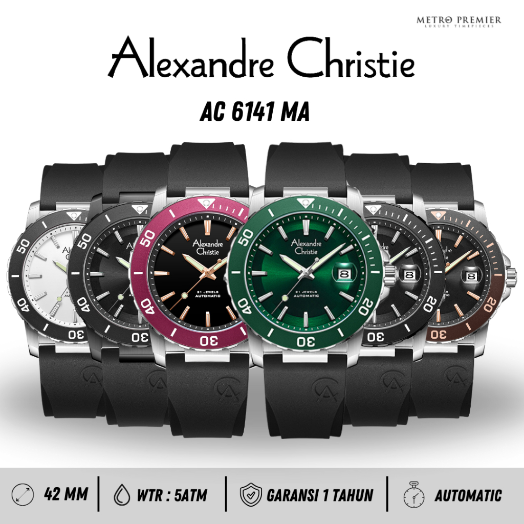 Jual Jam Tangan Alexandre Christie Pria AC6141 AC 6141 Automatic Rubber ...