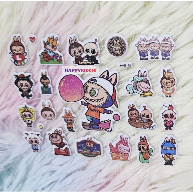 Jual STICKER LABUBU ISI 21 PCS BONUS GAMBAR MEWARNAI | Shopee Indonesia