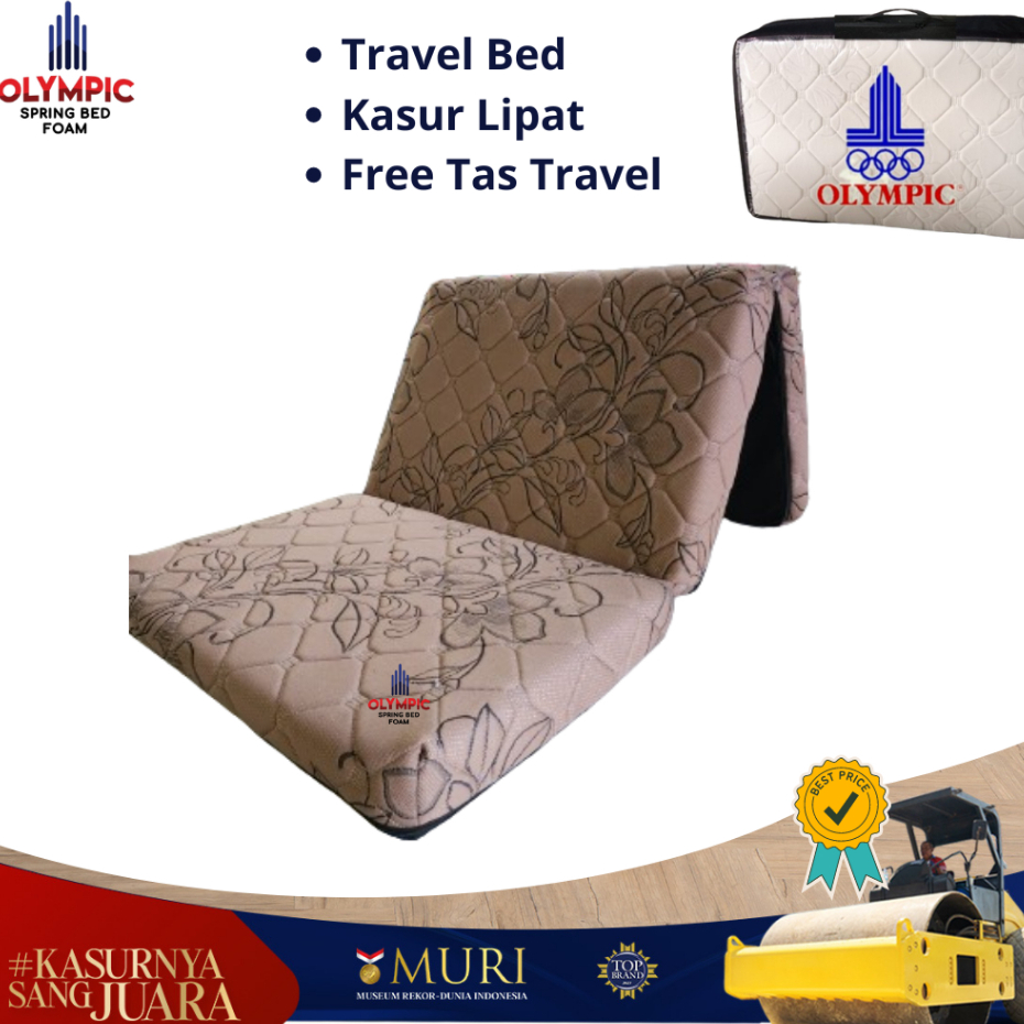 Jual Travel Bed OLYMPIC Kasur Lipat 3 Trifold Cover Quilting Matras ...