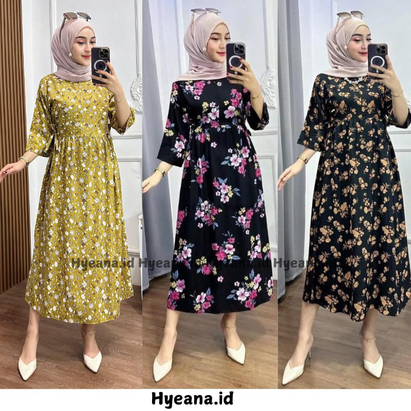 Jual Daster Miranda Midi Dress Miranda Motif Bunga-Dress Rayon Premium ...