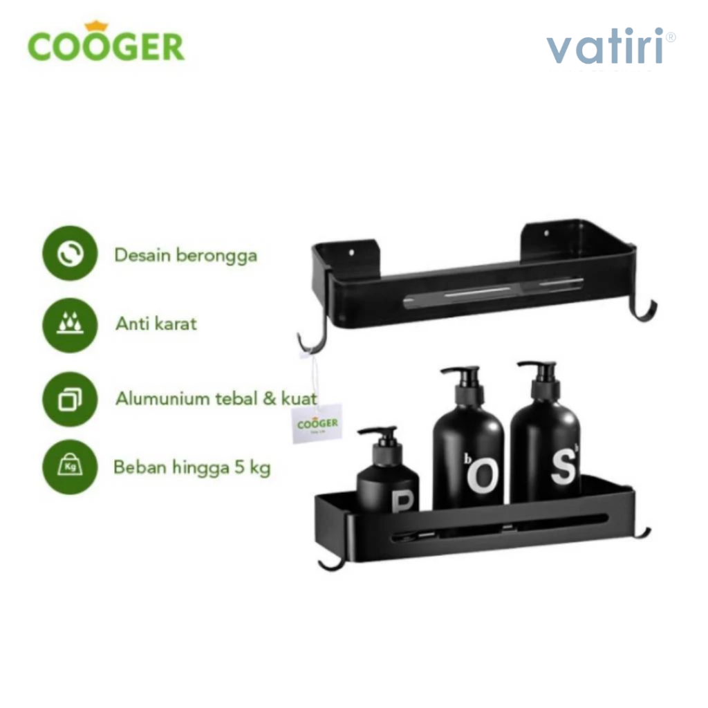 Jual VATIRI x COOGER Rak Kamar Mandi Alumunium 1 Susun Rak Tempel Dinding Tempat Sabun Odol ...