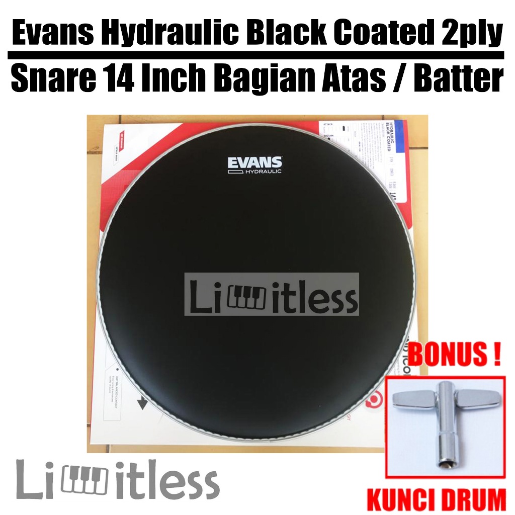 Jual Head Drum Evans Hydraulic Black Coated dan Side Hazy 14 Inch [1 paket] Original | Shopee ...