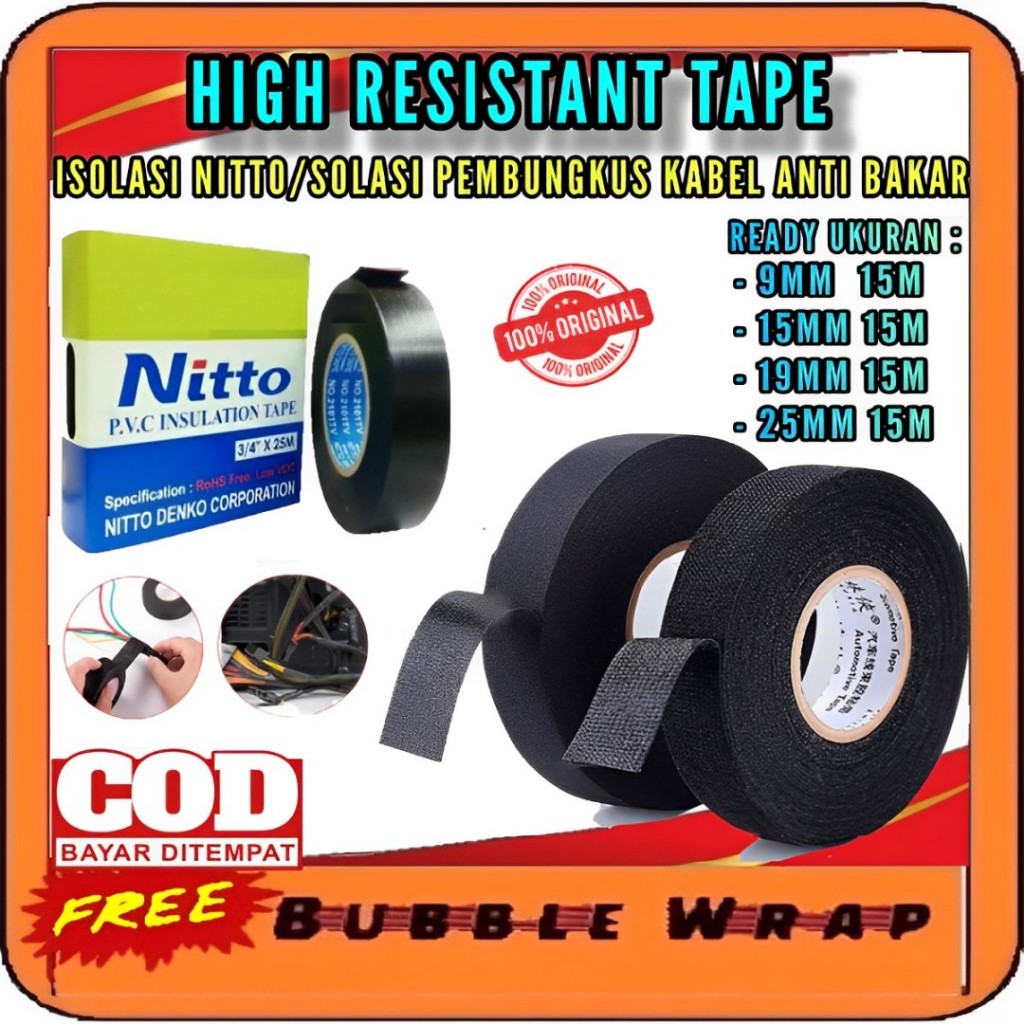 Jual isolasi nitto / lakban kabel listrik kain peredam panas dan anti ...