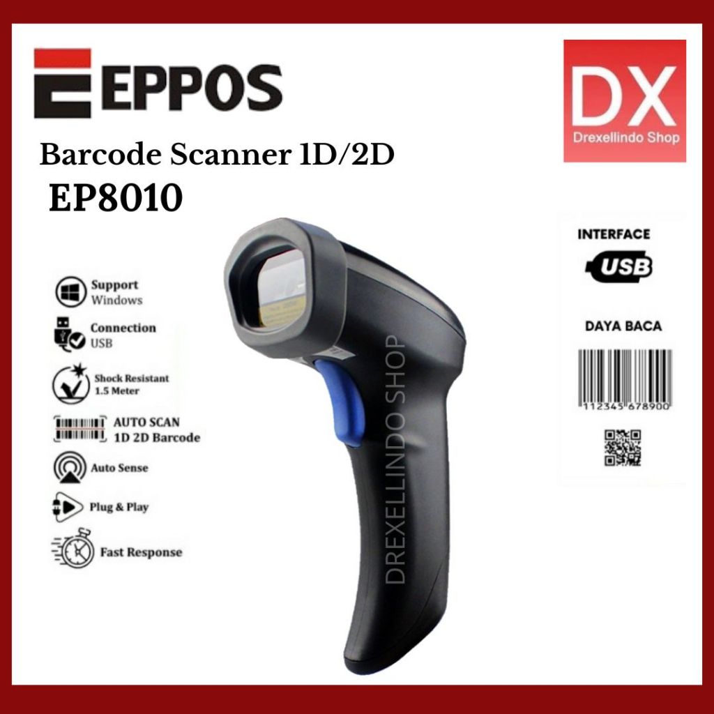 Jual Barcode Scanner Kasir EPPOS 1D/2D EP8010 / EP-8010 / P8010 / 8010 ...