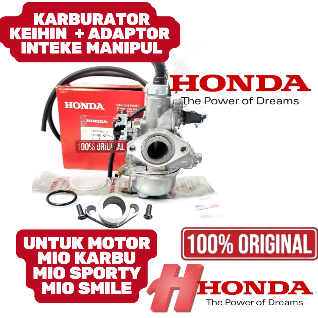 Jual GRANSI ORI KARBURATOR SET PLUS ADAPTOR INTAK MANIPUL MIO SOUL MIO SPORT ASLI ORIGINAL HONDA ...