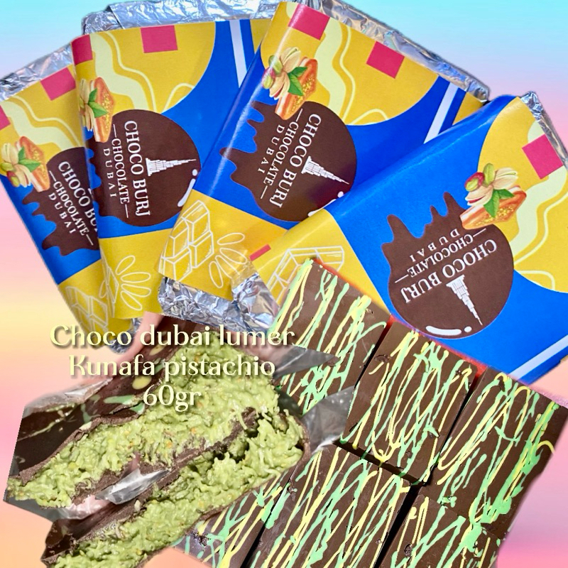 Jual coklat dubai kunafa pistachio 60gr super lumer, kunafa impor dari jeddah | Shopee Indonesia
