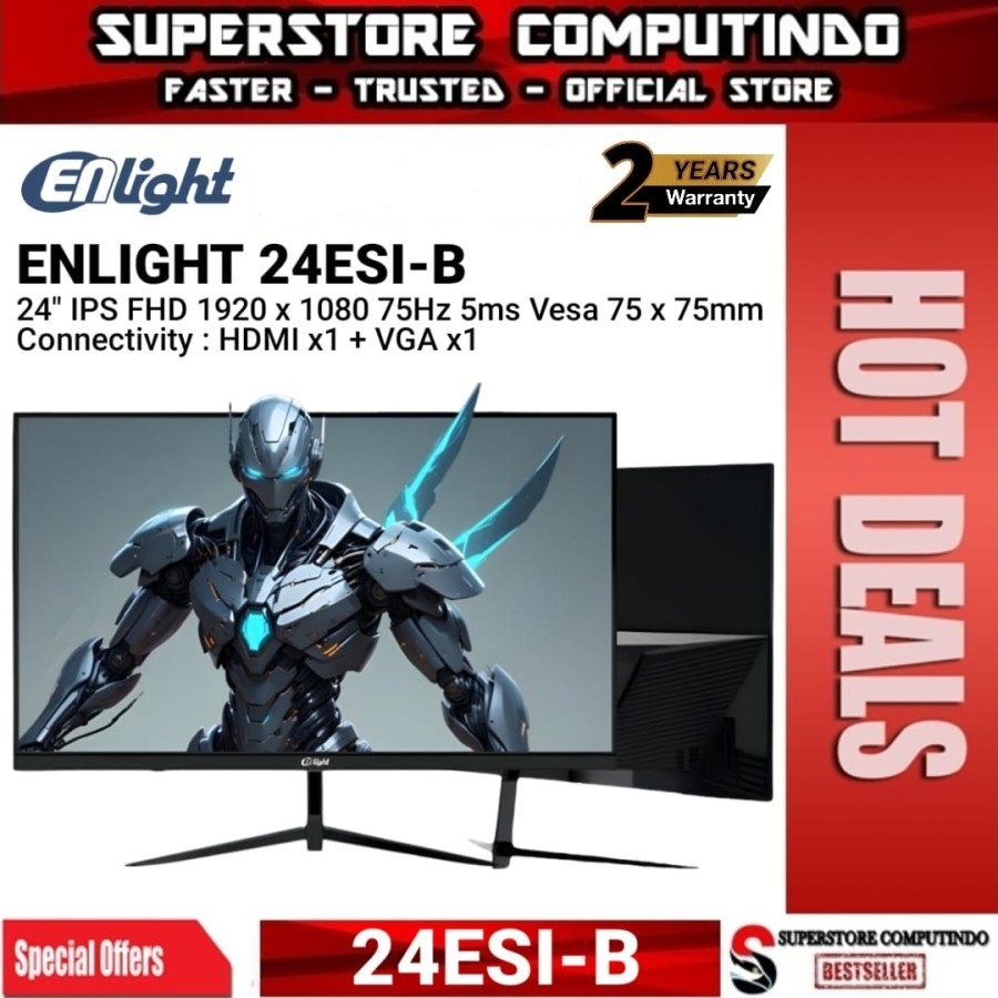 Jual Monitor LED Enlight 24ESI-B 24" Frameless IPS FHD 1920×1080 75Hz ...