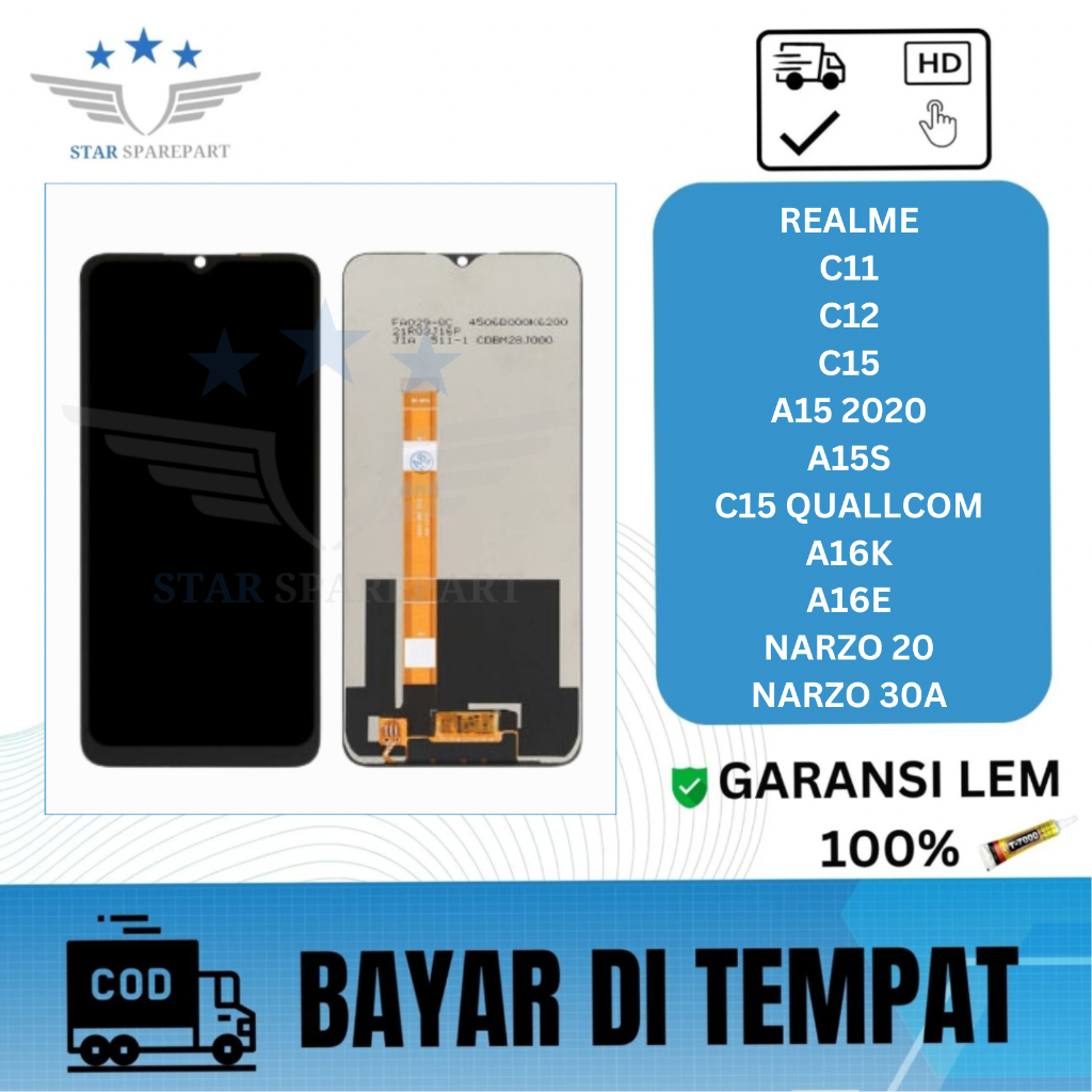 Jual LCD TOUCHSCREEN REALME C11 / A15 / A15S / A16K / A16E / A35 / V3 / REALME NARZO 20 / REALME ...