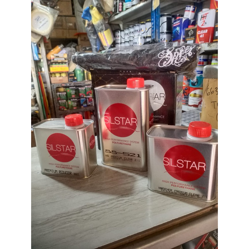 Jual Clear coat Silstar paket 2 liter set base+hardener+tiner+kaos ...