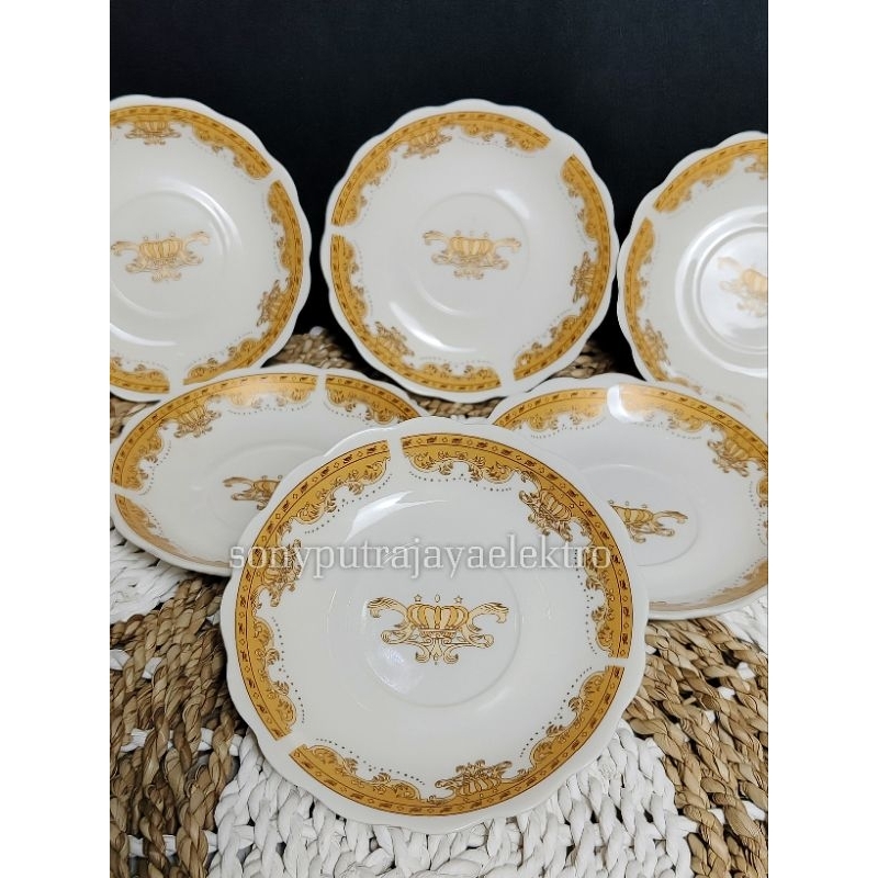 Jual [6PCS]Lepek kopi keramik | Lepek teh | Tatakan gelas motif mahkota ...