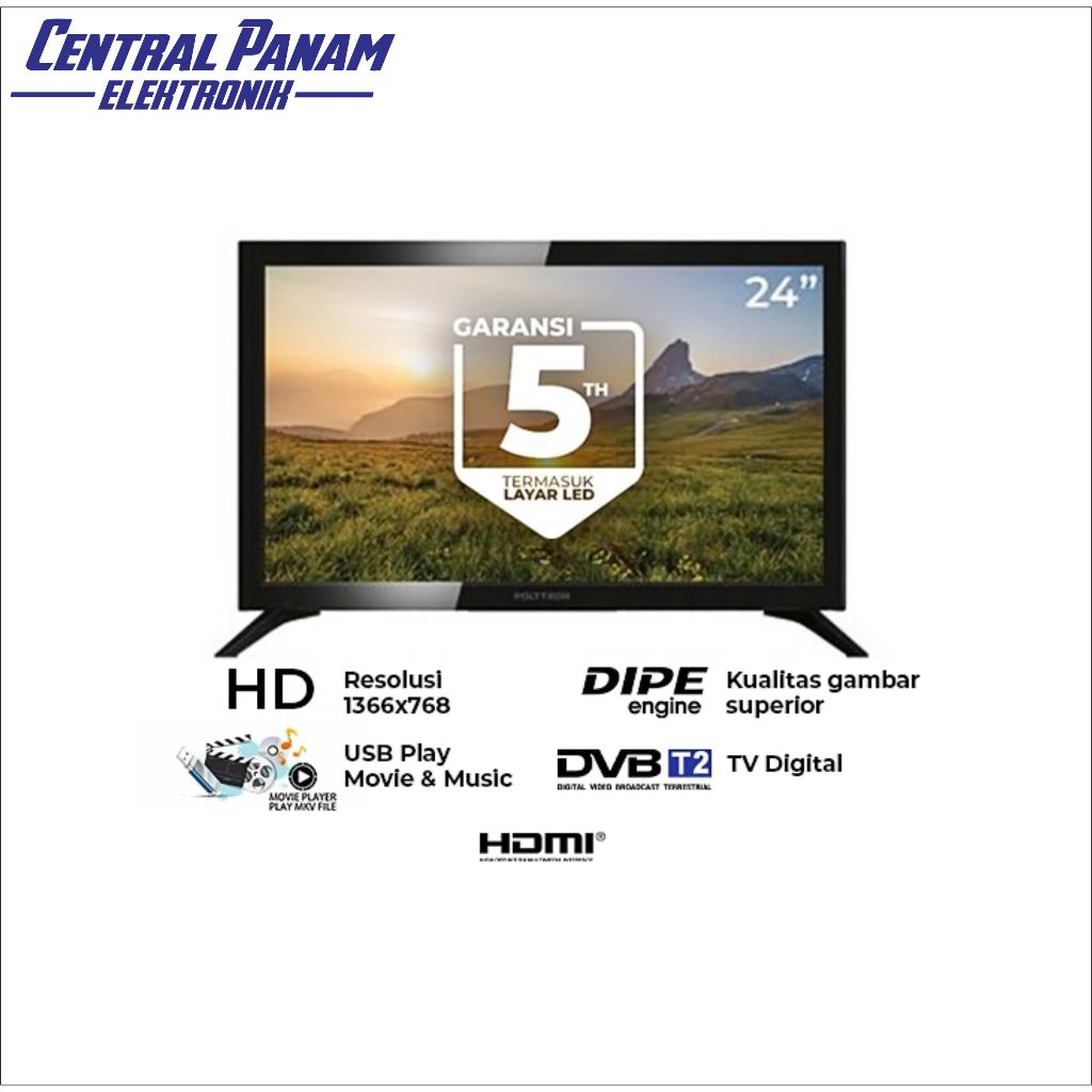 Jual POLYTRON Digital TV 24 inch 24V1853 Central Panam Elektronik ...