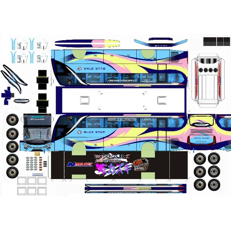 Jual lembaran papercraft bus blue star lucky style skala 43 | Shopee ...