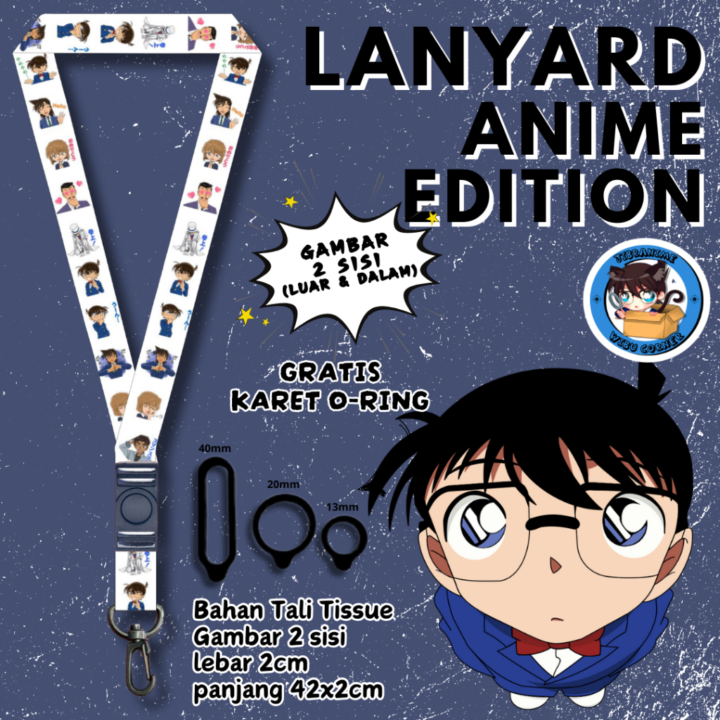 Jual Lanyard Panjang Anime 2 Sisi / Detective Conan / gantungan kunci ...