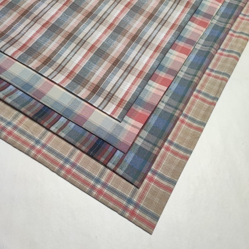 Jual (HARGA 0,5m) KAIN KATUN DOBBY BENANG TIMBUL SALUR & KOTAK KOTAK ...