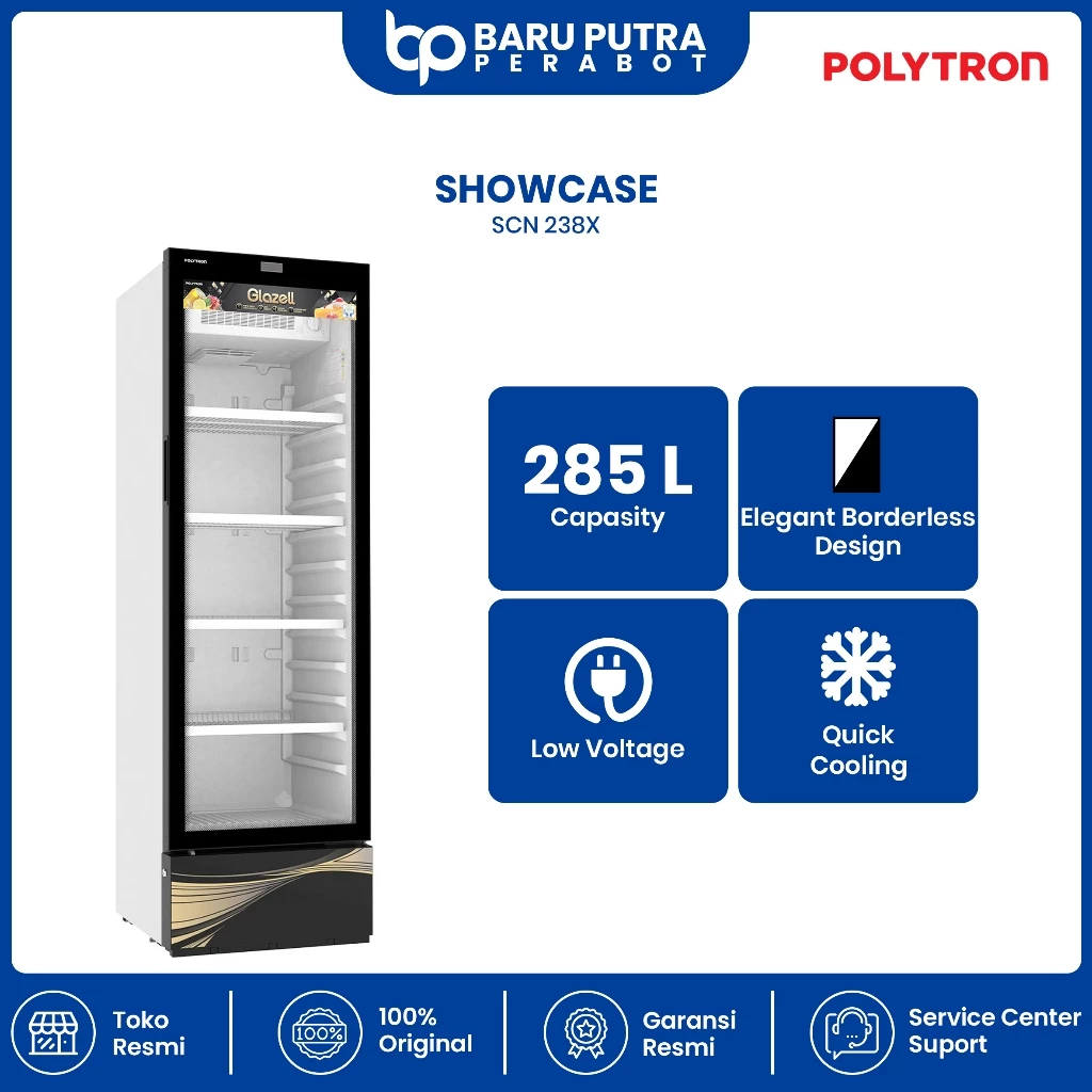 Jual POLYTRON Showcase Glazell 280 Liter SCN 238X | Shopee Indonesia