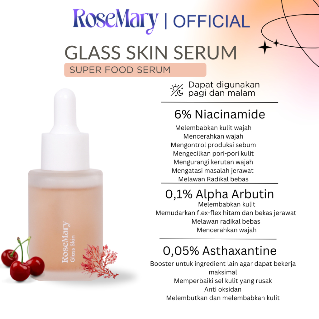 Jual ROSEMARY Glass Skin Serum PERAWATAN WAJAH Brightening Whitening ...