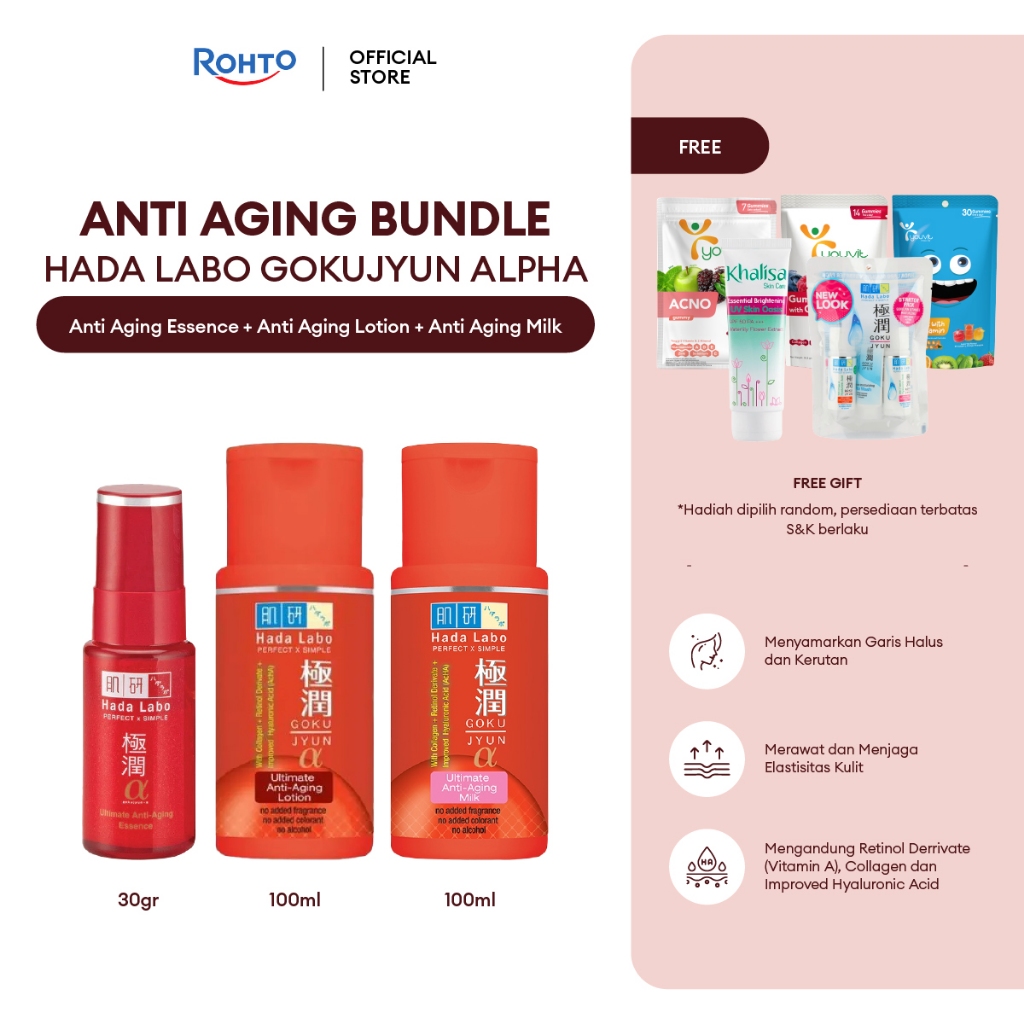 Jual [3 in 1] Hada Labo Gokujyun Alpha Ultimate Anti Aging Kit | Shopee Indonesia