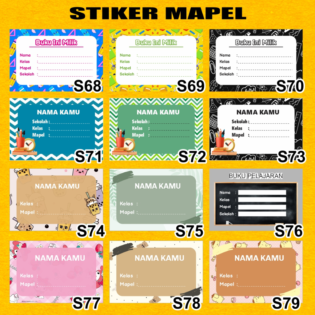 Jual STIKER LABEL MATA PELAJARAN MAPEL CUSTOM NAMA DAN FOTO / PAKET ISI ...