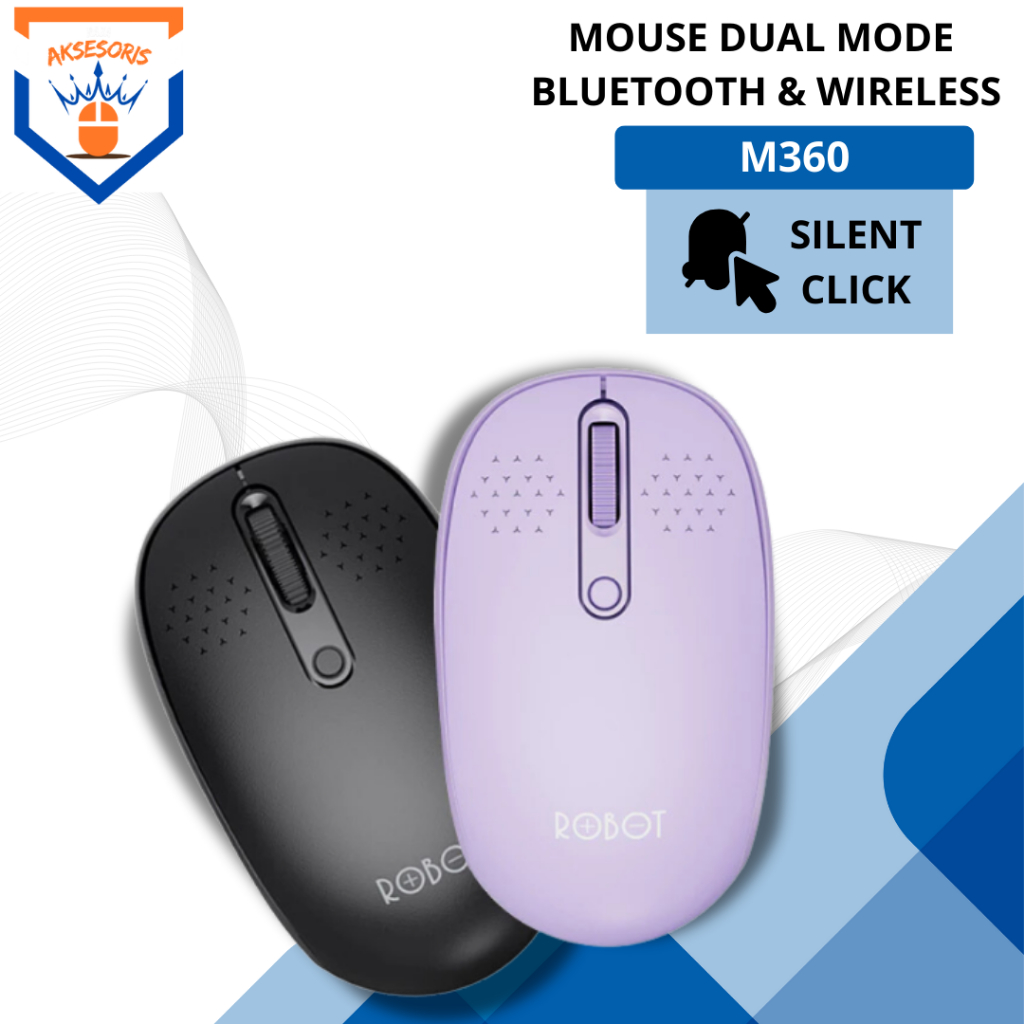 Jual ROBOT Mouse Bluetooth Wireless 2.4G Dual Mode Silent Click M360 ...