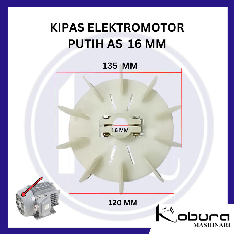 Jual Kipas Elektro Motor Putih As 16 mm Kipas Elmo Putih Kompressor ...