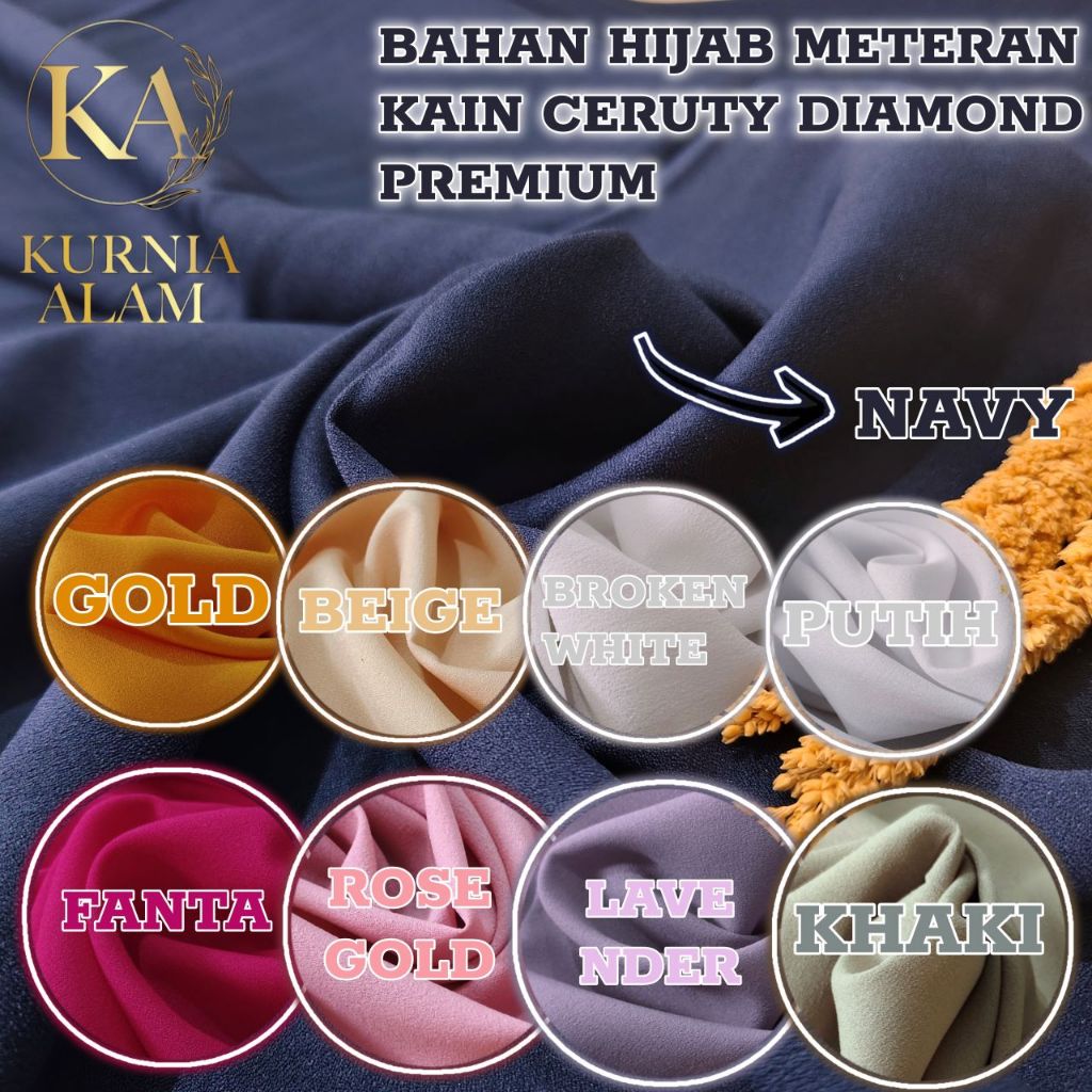 Jual Kain Diamond Crepe Meteran Ceruty Baby Doll Premium Bahan Hijab ...
