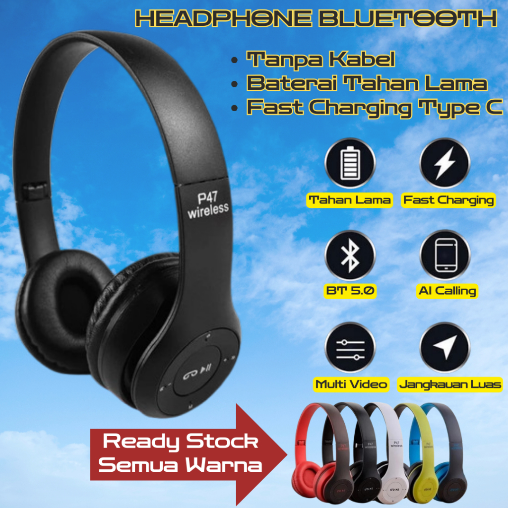 Jual Headset Bluetooth Wireless | Headset Gaming Music Headphone ...